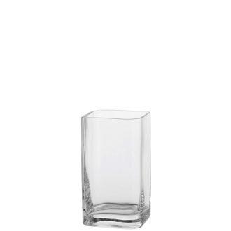 Leonardo Lucca, Vase aus transparentem Glas, handgefertigte, rechteckige Glasvase in modernem Stil, Unikat, H&ouml;he: 20 cm, 014326, 1 St&uuml;ck