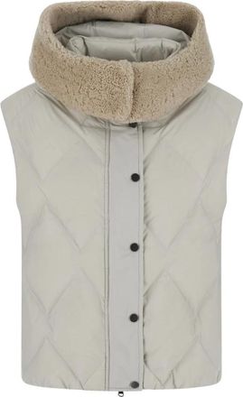 Brunello Cucinelli Gesteppte Weste mit Lammfellkapuze - - Jackets - Damen - Beige - XS