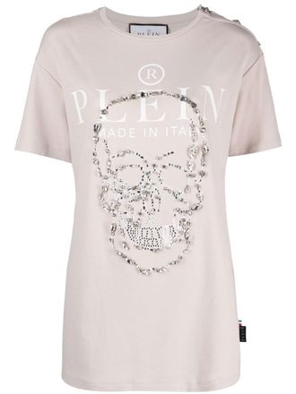 Philipp Plein t-shirt &agrave; logo orn&eacute; de cristaux - Tons neutres