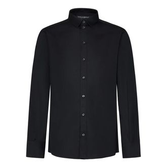 Dolce & Gabbana Homme, Chemises, Noir, Taille: L Chemise Noire Coupe Slim Col Italien