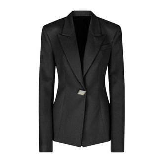 The Attico Schwarzer Gabardine-Blazer mit Logo-Futter - - Jackets - Damen - Schwarzk - XS