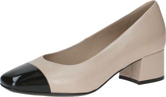 Caprice Damen Pumps Kleiner Absatz Elegant, Mehrfarbig (Beige/Black), 38 EU
