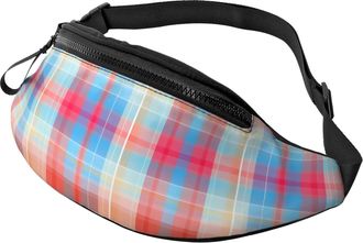 Generic Stylisch Umh&auml;ngetaschen Buntes B&uuml;ffelkaromuster G&uuml;rteltasche Umh&auml;ngetaschen H&uuml;fttaschen F&uuml;r Fahrrad Running Laufen 14X35Cm