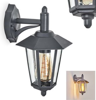 HOFSTEIN Außenwandleuchte Moskau, Wandlampe abwärts in antikem Look aus Metall/Glas in Anthrazit/Klar, Wandleuchte im klassischen Landhaus-Stil, Außenleuchte f