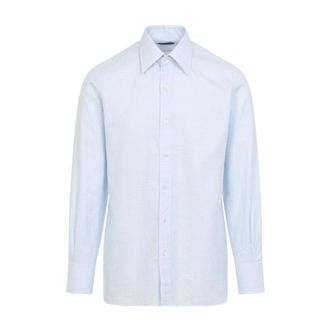 Tom Ford Kariertes Baumwollhemd - - Shirts - Herren - Blau - 2XL