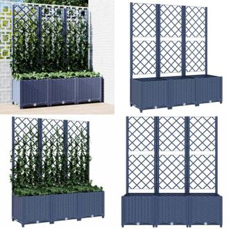 vidaXL Vidaxl - Jardini&egrave;re avec treillis bleu gris 120x40x136 cm pp - Jardinier - Pot Plante - Bac Planter - Support Vignes - Tomate Grimpante - Home &