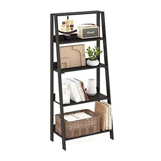 Furinno ÉCHELLE Étagère, Étagère À 5 Niveaux, Bibliothèque, Étagères De Rangement, 13 x 23,6 x 53,5 cm, pour Salon, Bureau, Noir Expresso