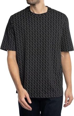 A|X Armani Exchange Allover Logo Tee T-Shirt, Noir/Noir int&eacute;gral, L Hommes