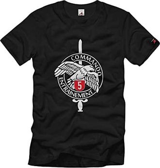 Copytec T-shirt 36907 avec inscription « Commando Entrainement » et « 5 Ardennen » - Noir - XX-Large