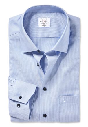 Marvelis Herren Oberhemd Langarm Dern-Fit,Einfarbig,13 New Kent,bleu 11,46