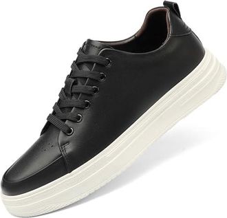 Generic Chaussures basses r&eacute;tro d&eacute;contract&eacute;es en cuir v&eacute;ritable pour homme, Noir, 41 1/3 EU