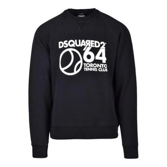 Dsquared2 Homme, Sweatshirts et sweats &agrave; capuche, Noir, Taille: M Felpa Girocollo
