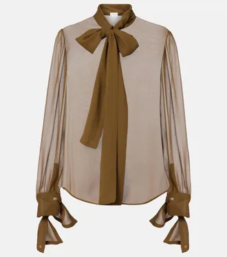 Saint Laurent Blouse en soie &agrave; col lavalli&egrave;re