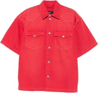 7 For All Mankind Homme, Chemises, Rouge, Taille: L Denim Short Sleeve Shirt