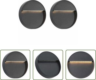 vidaXL vidaXL Applique murale LED - Appliques murales &agrave; LED dext&eacute;rieur 2 pcs 3 W Noir Rond