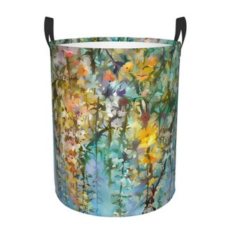 Generic Abstrakte Bunte Blumen Korb W&auml;sche Rund W&auml;schek&ouml;rbe Wasserdichter W&auml;schebeh&auml;lter F&uuml;r W&auml;schekammer Kuscheltier W&auml;schesack