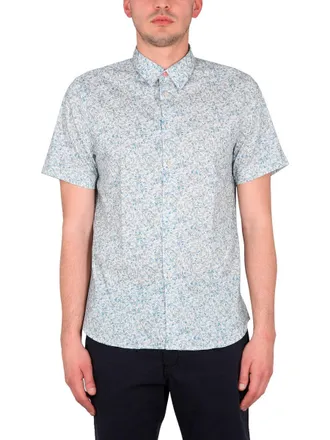 Paul Smith Wave Print Organic Cotton Shirt - Blue