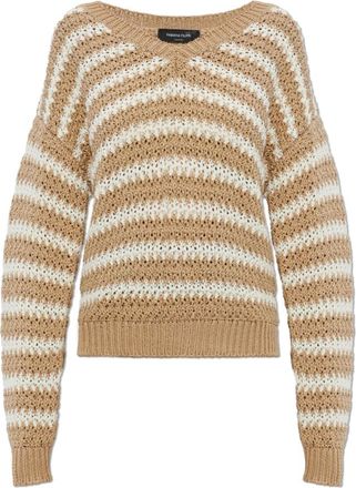 Fabiana Filippi Femme, Pulls, Brun, Taille: 36 FR Pull Col V