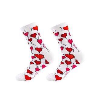 Generic Chaussettes de Saint-Valentin avec motif coeur et l&egrave;vres, chaussettes en coton pour couple, nouveaut&eacute; amusante pour elle et lui 5 rabais, Blanc., tail