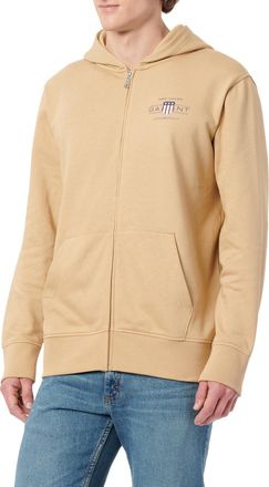 GANT Herren Graphic Fullzip Hoodie Strickjacke, Oak BEIGE, Small