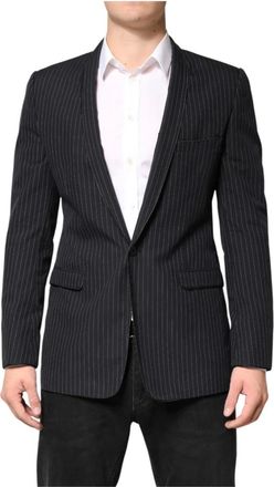 Dolce & Gabbana Homme, Vestes, Noir, Taille: M Stripes 1 Button Suit Jacket