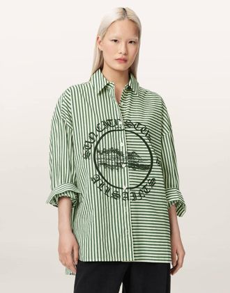 AllSaints Adrianne - Chemise - Vert pomme et blanc