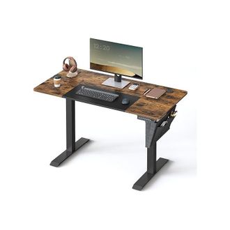 Songmics Songmics - Bureau Assis Debout &Eacute;lectrique, 60 x 120 x (72-120) cm, Table R&eacute;glable en Hauteur, M&eacute;moire 4 Hauteurs, Pochette, Cadre en Acier, Dessus