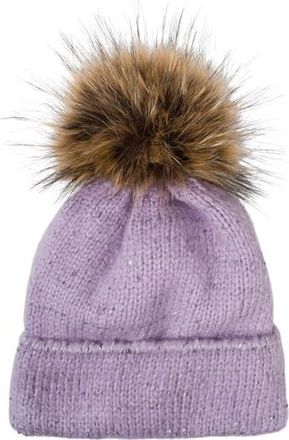 styleBREAKER Bonnet &agrave; Pompon tricot&eacute; pour Femmes Unicolore avec Paillettes et Doublure Polaire, Bonnet &agrave; Pompon de Fourrure dhiver, Bonnet tricot&eacute; 04024210, Couleu