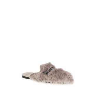 Dolce & Gabbana Womens Gray Lamb Ovis Aries Mules