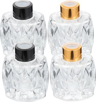 Valiclud HIAKDOFT 4 Stück Teiliges Aromatherapie Diffuser Glasflaschen Quadratische Duftöl Behälter Transparent Wiederverwendbar Stilvolle Aromatherapie Aufbew