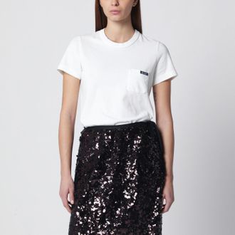 Prada Wei&szlig;es Baumwoll-T-Shirt mit Rundhalsausschnitt