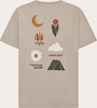 Knowledge Cotton Apparel Herren vegan T-Shirt Herren R&uuml;cken Print Light Feather Gray