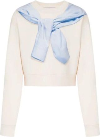 Moschino Femme, Sweatshirts et sweats &agrave; capuche, Beige, Taille: 38 FR SweaT-shirt court imprim&eacute; en coton