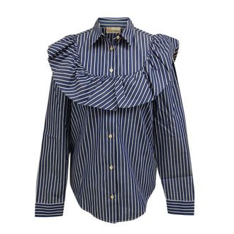 Red Valentino REDValentino Striped Cotton Ruffle Shirt Size XXS