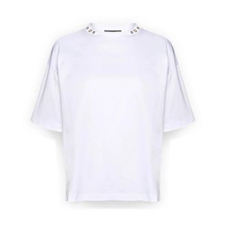 Elena Miro T-Shirt mit Monogramm-Applikationen - - Tops - Damen - Wei&szlig; - XL