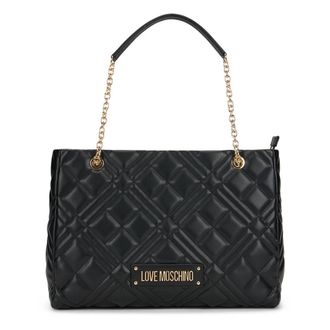Love Moschino Henkeltasche mit gestepptem Logo - - Bags - Damen - Schwarzk - ONE SIZE