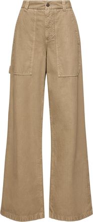 Moncler Moncler Cotton Wide Leg Trousers, Women, Beige, Size: 38