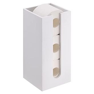Navaris Porte Papier Toilette - Support Vertical en Bambou 15 x 15 x 33 cm - Distributeur de Papier Toilette contenance 3 Rouleaux WC Salle de Bain