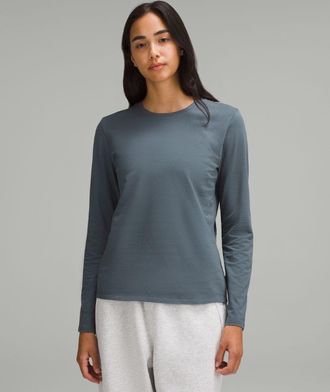 lululemon Langarmshirt aus Bio-Baumwolle mit Rundhalsausschnitt f&uuml;r Frauen - Gr&ouml;&szlig;e XL in Oil Grey