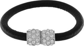 Dansk Copenhagen Kristall Lederarmband Nordische Eleganz - - Accessories - Damen - Schwarzk - ONE SIZE