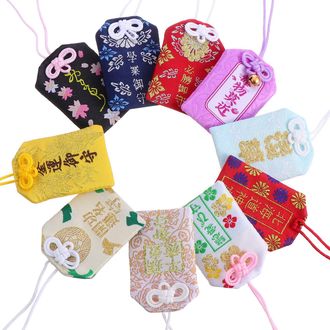 BESPORTBLE 10 St&uuml;cke Amulett Japanischer Gl&uuml;cksbringer Omamori Charme Chinesischer Anh&auml;nger f&uuml;r Auto Autospiegel Gesundheit Liebesverh&auml;ltnis Sieg Di&auml;tetiker Reic