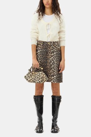 Ganni gemischt Leopard Foil Print Denim Rock Bio-Baumwolle - Gr&ouml;&szlig;e 32
