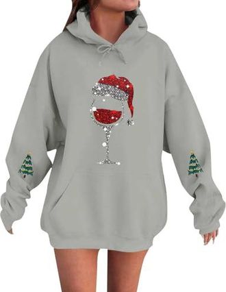 Generico Sweat &agrave; capuche pour femme &agrave; capuche en molleton dautomne dhiver &agrave; manches longues en coton renne confortable hoodie sweatshirt classique surdimension