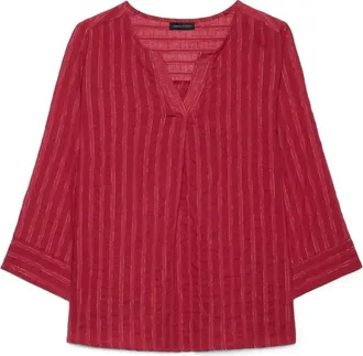 Fiorella Rubino Femme, Blouses et Chemises, Rouge, Taille: 54 FR Blouse &agrave; rayures en coton