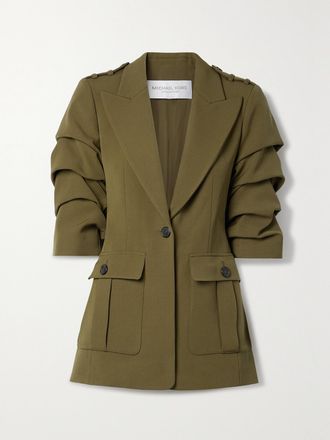 Michael Kors Blazer Aus Woll-twill Mit Raffungen - Gr&uuml;n