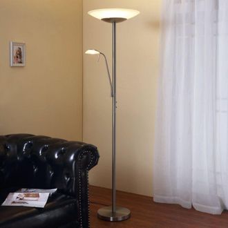 Lindby [NEUWERTIG] B-Ware Lindby Stehleuchte Deckenfluter Led Leselicht Ragna Nickel Dimmbar Leselampe573