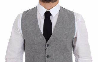 Dolce & Gabbana Mens Gray Cotton Stretch Dress Vest Blazer