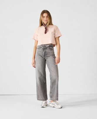 Jott T-shirt col rond en coton P&ecirc;che clair Mazu - Taille XS