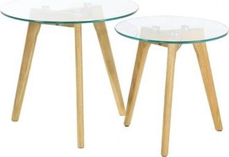 Altobuy Glass - Lot de 2 Tables Gigognes Rondes Verre Tremp&eacute;
