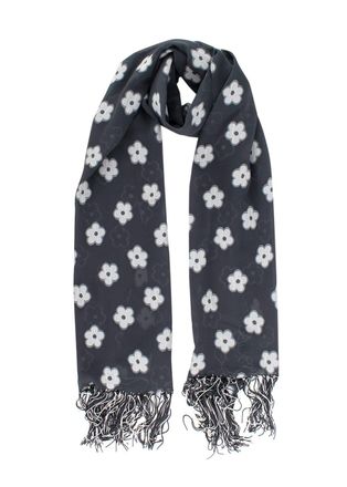 Giorgio Armani Grey Floral Print Silk- Blend Shawl